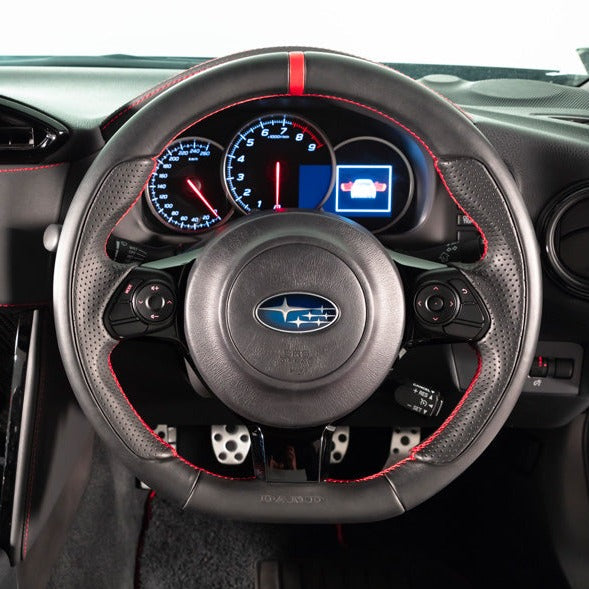 DAMD 2019+ GR86/ BRZ/ 86 D-Shape Steering Wheel Black w. Red Stitch ...