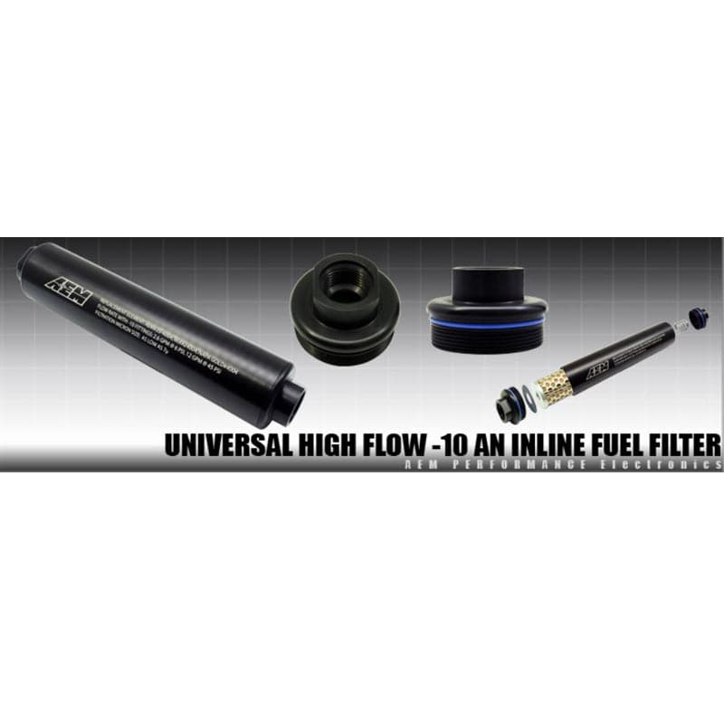 AEM Universal High Flow -10 AN Inline Black Fuel Filter (25-201BK)