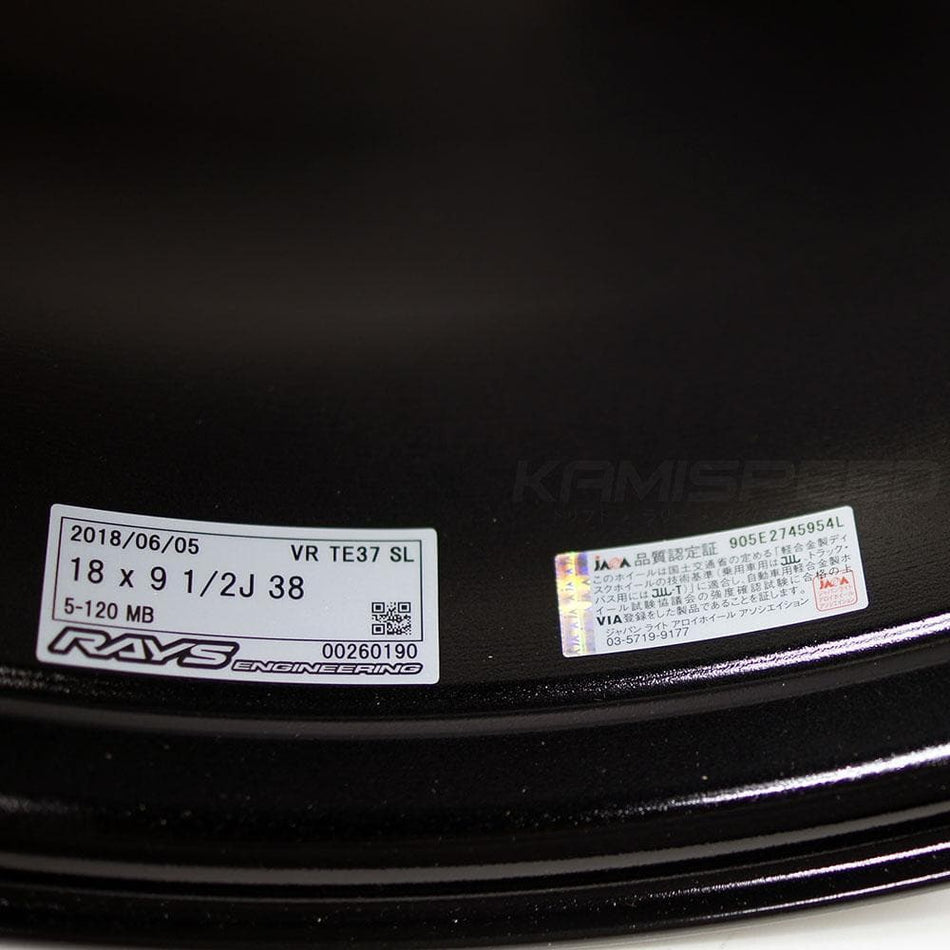 Volk Racing TE37 SL Flat Black | 18x9.5 +38 5x120 (2017+ Civic Type R ...